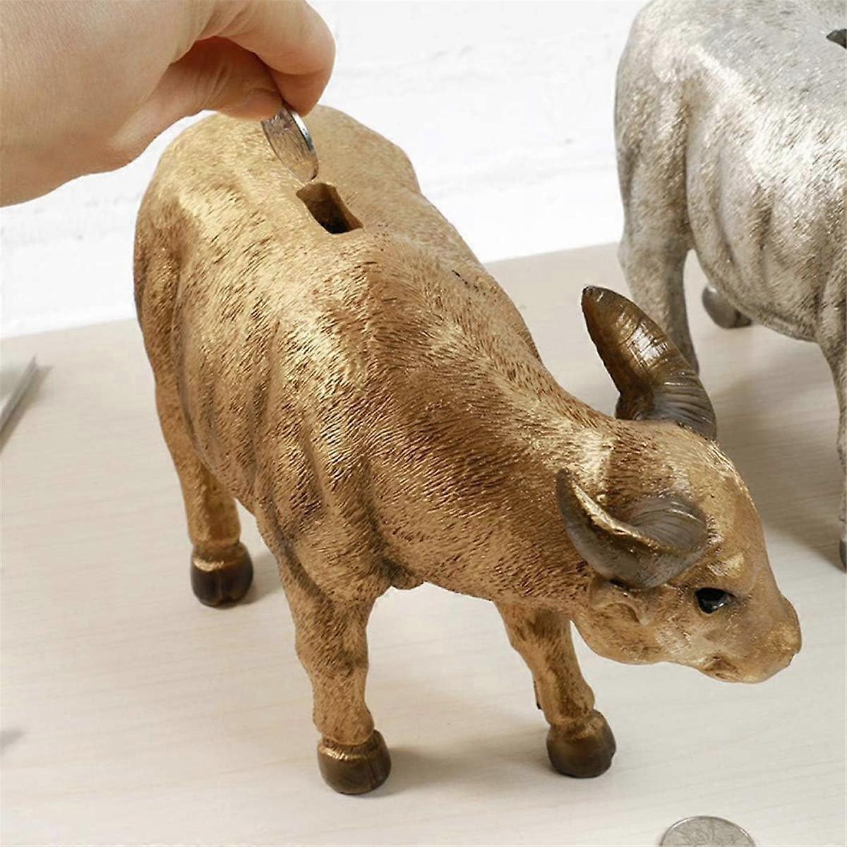 Cow Statue Gift Bull Piggy Bank Coin Coin Penny Collectible Piggy Bank ...