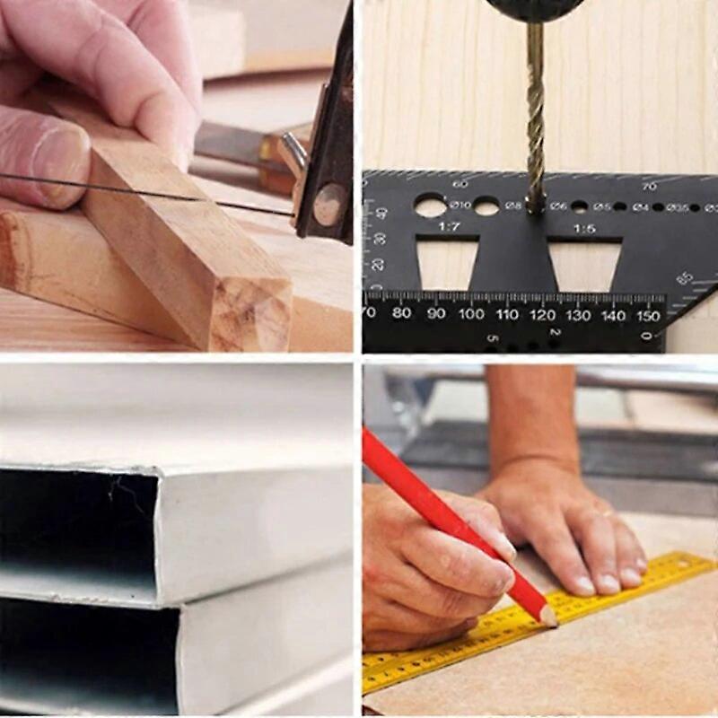 Smooth Wood Ruler 3D Measuring Gauge Square Size 45 Degree and 90 ...