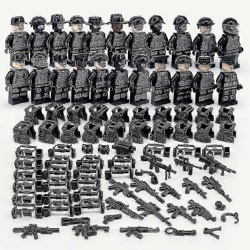 Zk-22 Pcs/set Military Building Blocks Series Black Special Police And ...