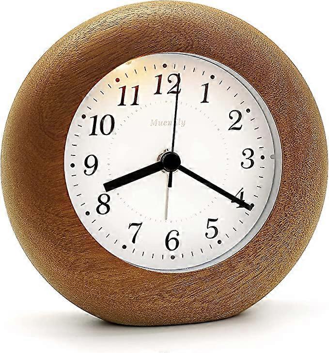 ZK-No Tick Analog Alarm Clock, Wooden Alarm Clock with Snooze Alarm, No ...