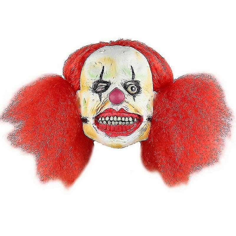 creepy Evil Scary Halloween Clown Mask Red Hair Cosplay Prop | Fruugo UK