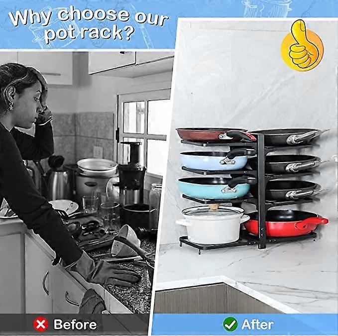 Pan Organizer Rack for Cabinet,8 Tiers Pots and Pans Organizer for ...