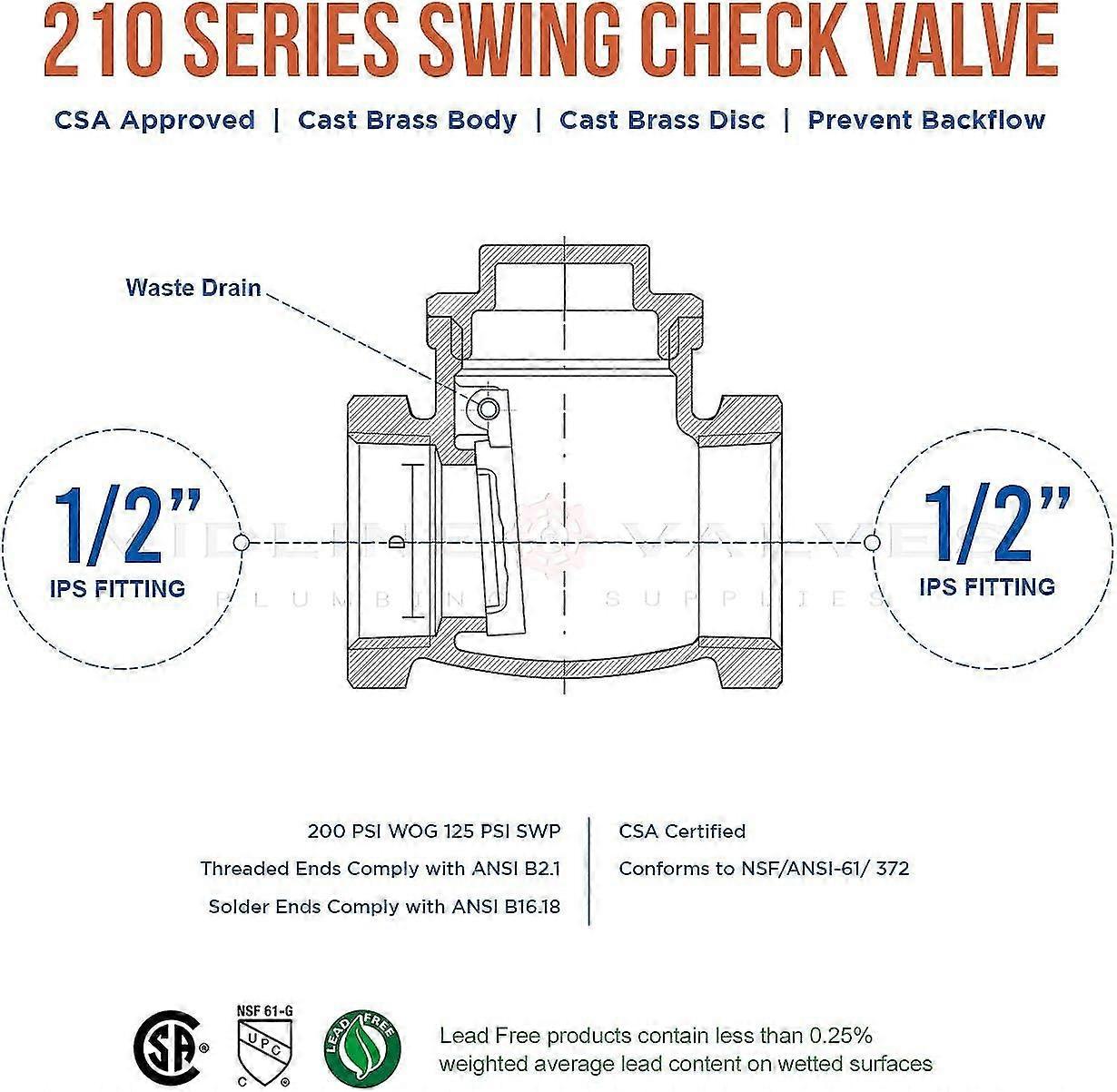 432u223 Swing Check Valve, Backflow Prevention, Fip Connections, Cast ...