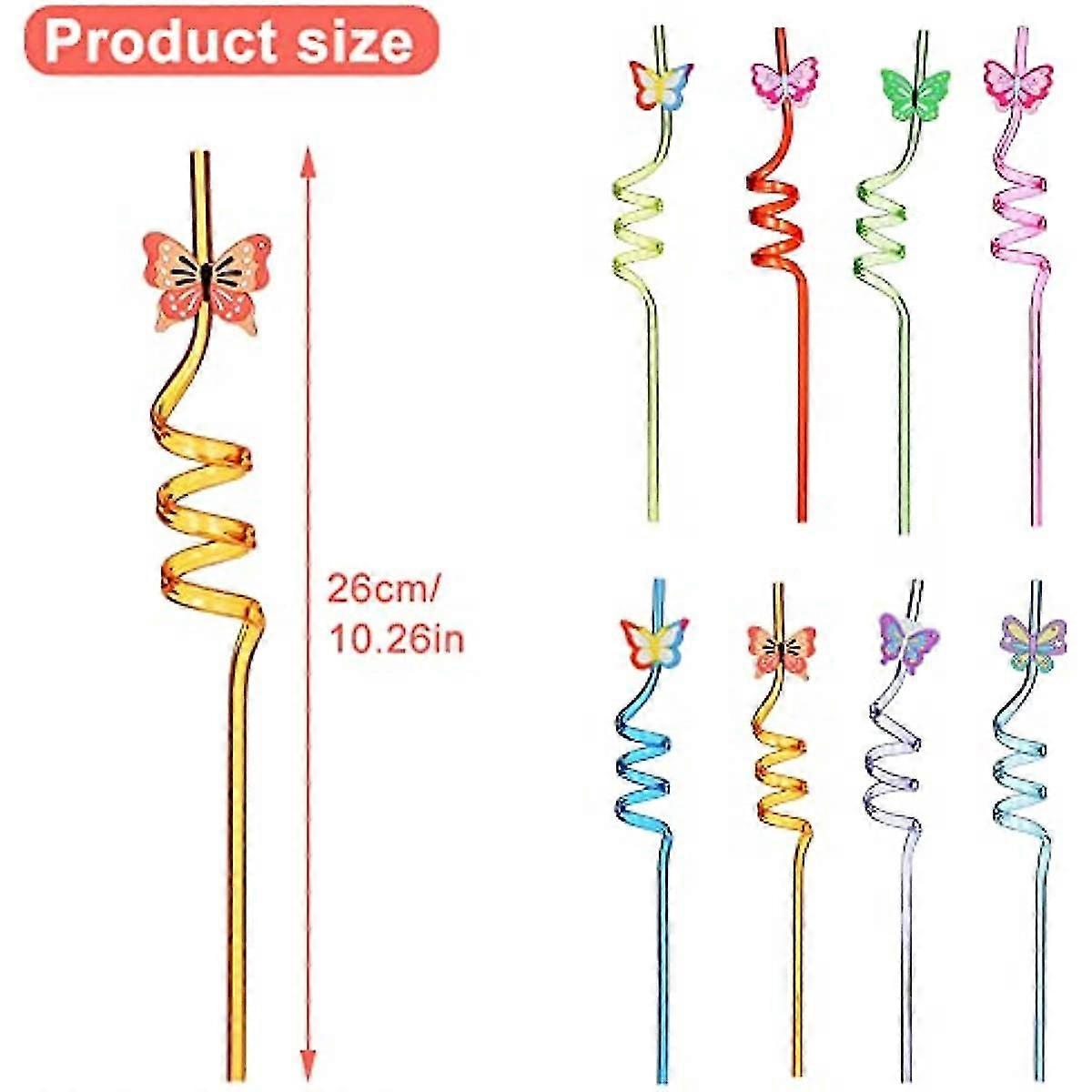 Butterfly Party Straws, 8 Pcs Reusable Drinking Plastic Straws, Kids ...