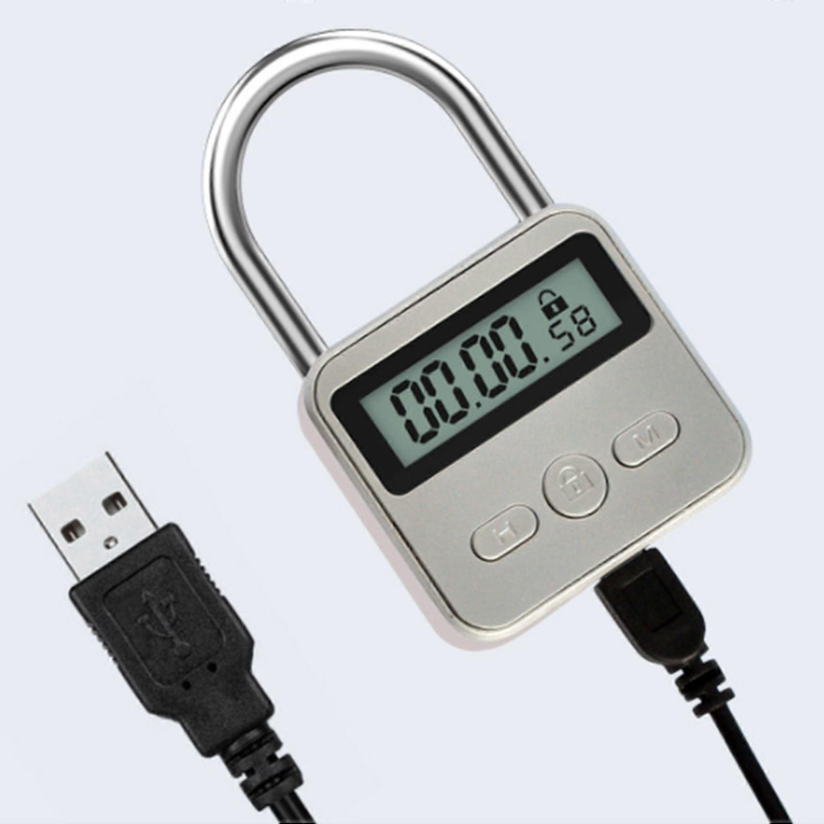 Metal Timer Lock Lcd Time 99 Hours Max Timing Usb Timer Padlock,black | Fruugo BE
