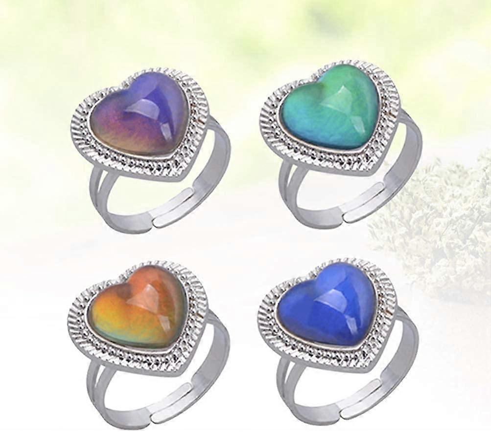 4PCS mood rings for ring girls kids boys bulk women- Heart Shape ...