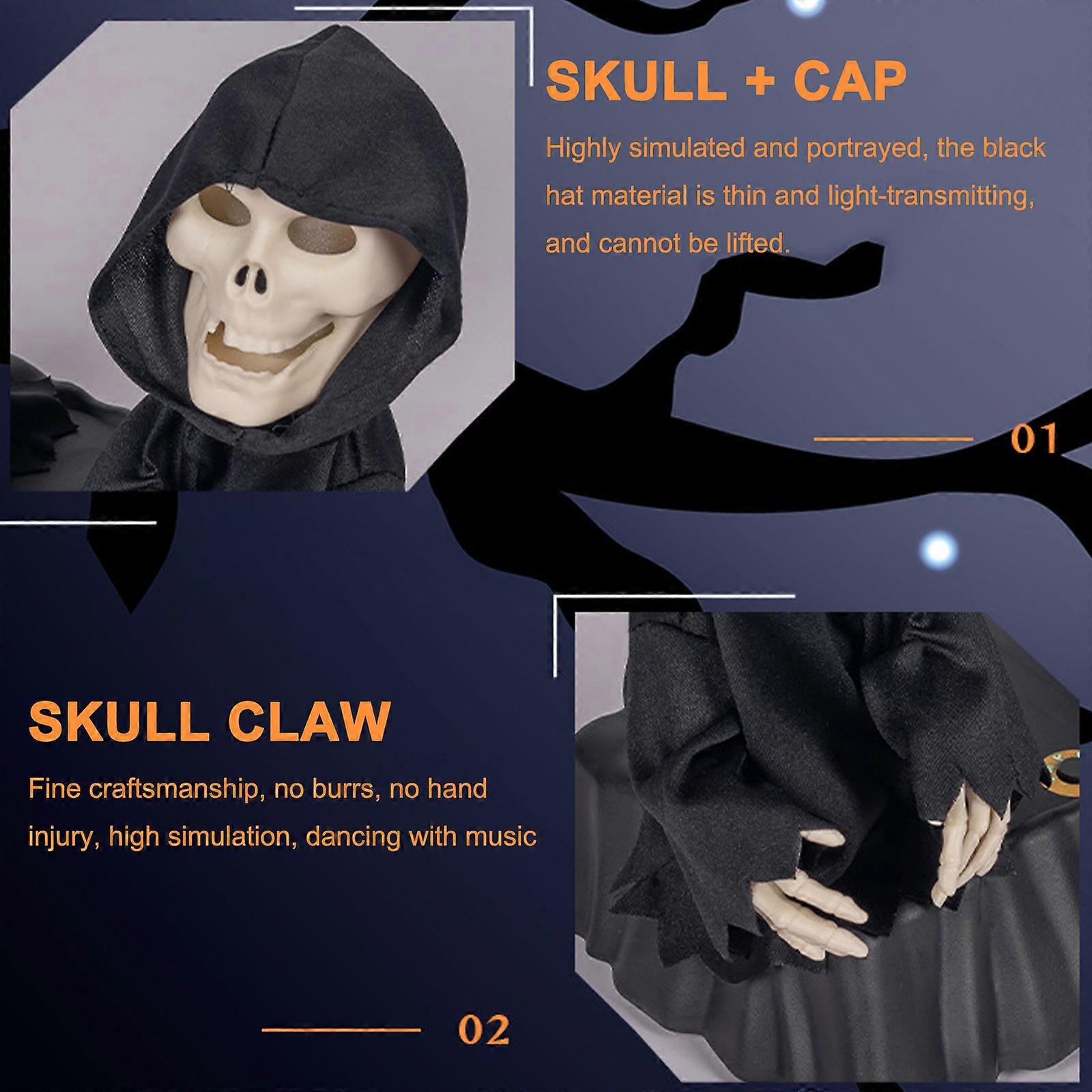 Dancing Skeleton Halloween Skull Decorations Singing with LED Eyes ...