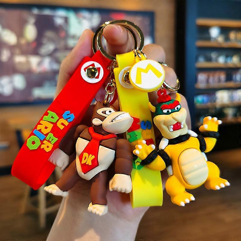 Super Mario Bros Action Figures Keychain Anime Figure Luigi Peach ...