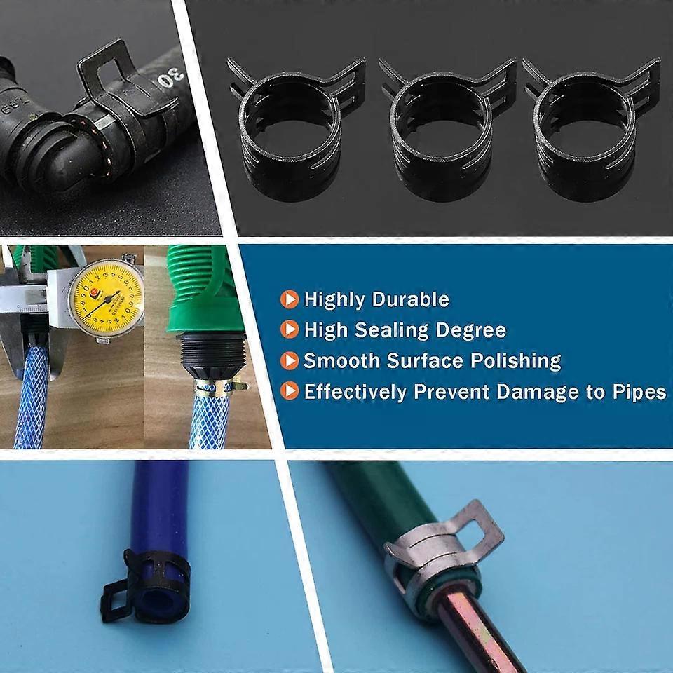 Spring Band Type Action Hose Clamps, 30Pcs 12mm/0.47" ID Black ...