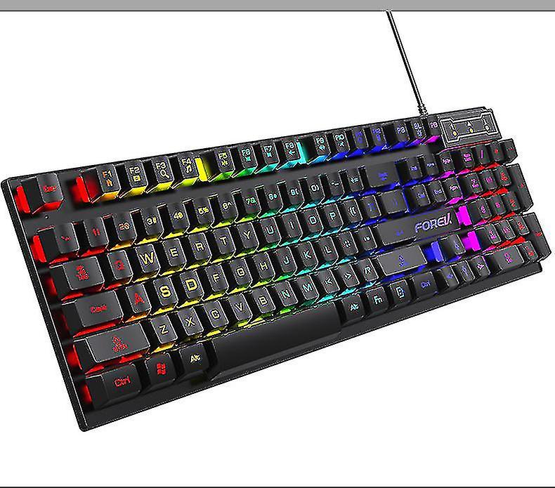 Usb Wired Gaming Keyboard Rgb Led Rainbow Backlit Mechanical Feel ...
