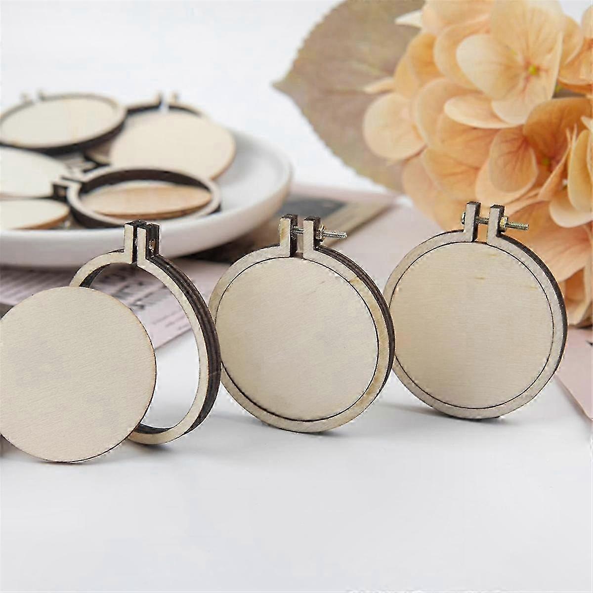 20-Pack Small Wooden Embroidery Hoops for Crafting, Round Display ...