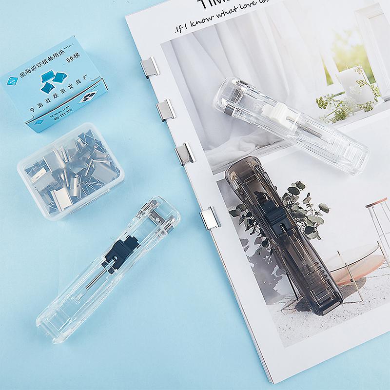 Hand Paper Clipper With Refills Metal Stapler Paper Clips For Document ...