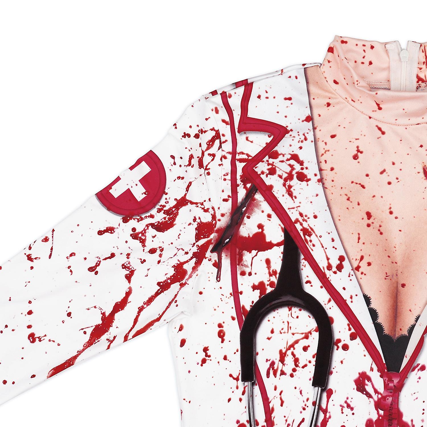 Ladies Halloween Party Horror Costumes Bloody Nurse Zombie Dress ...