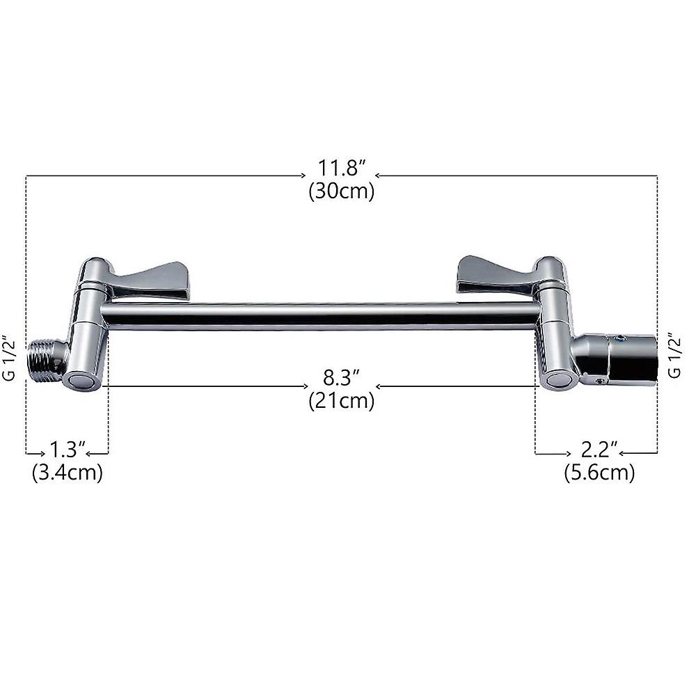 Adjustable Shower Head Extension Arm Brushed Nickel Wall Mount Brass ...