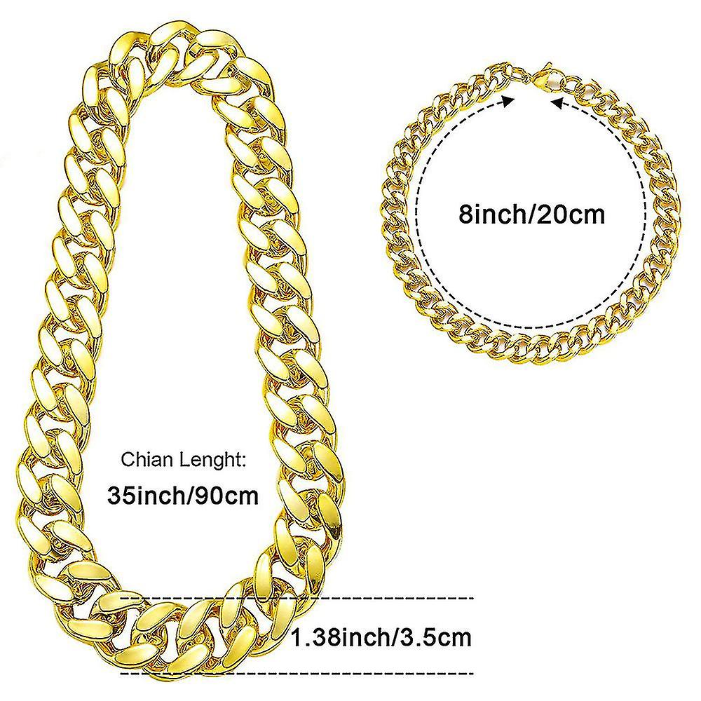 80s 90s Hip Hop Costume Outfit Afro Short Curly Wig Fake Gold Chain ...