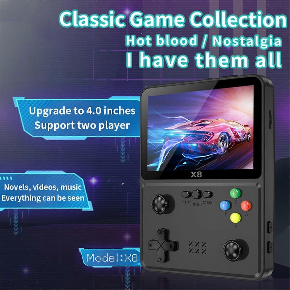 X8 Retro Game Console 4inch IPS Screen Handheld Game Player 10 ...