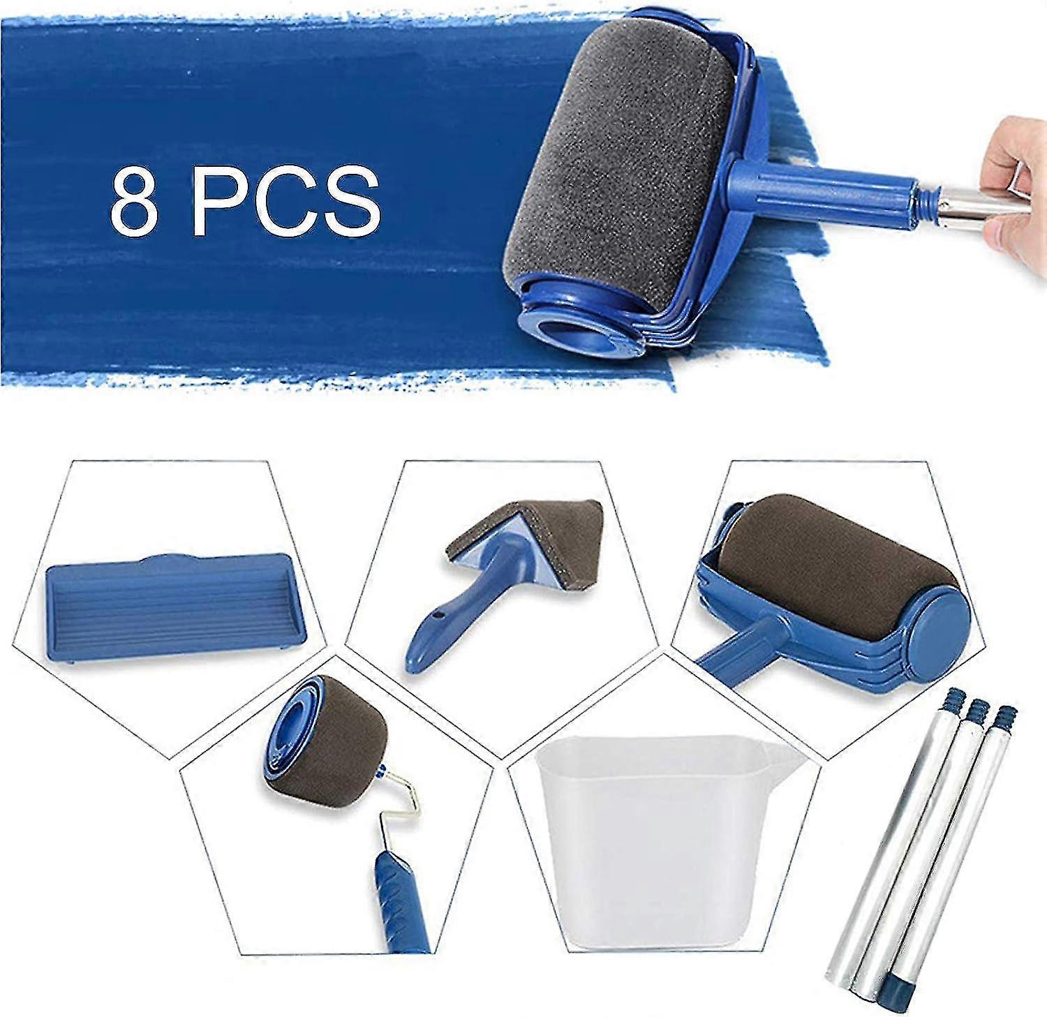 Paint Roller, 8 Pcs/Set Paint Rollers and Tray Universal DIY Tools for ...