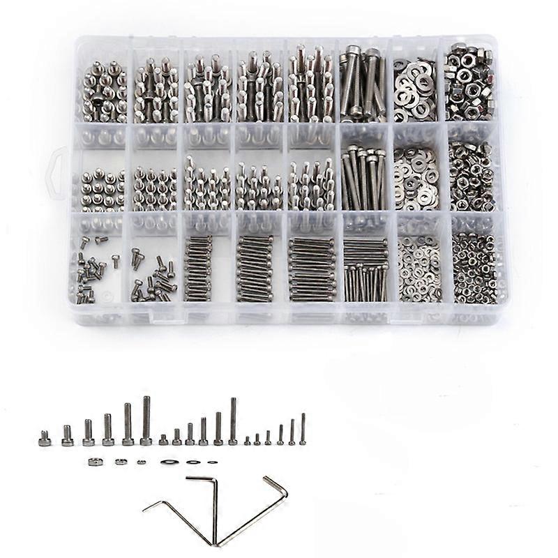 1080PCS M2// Stainless Steel Hex Socket Bolt and Nuts Set Fastener ...