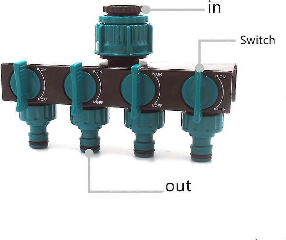 4 Way Water Distributor Hose Splitter, Garden Hose Connector Y ...