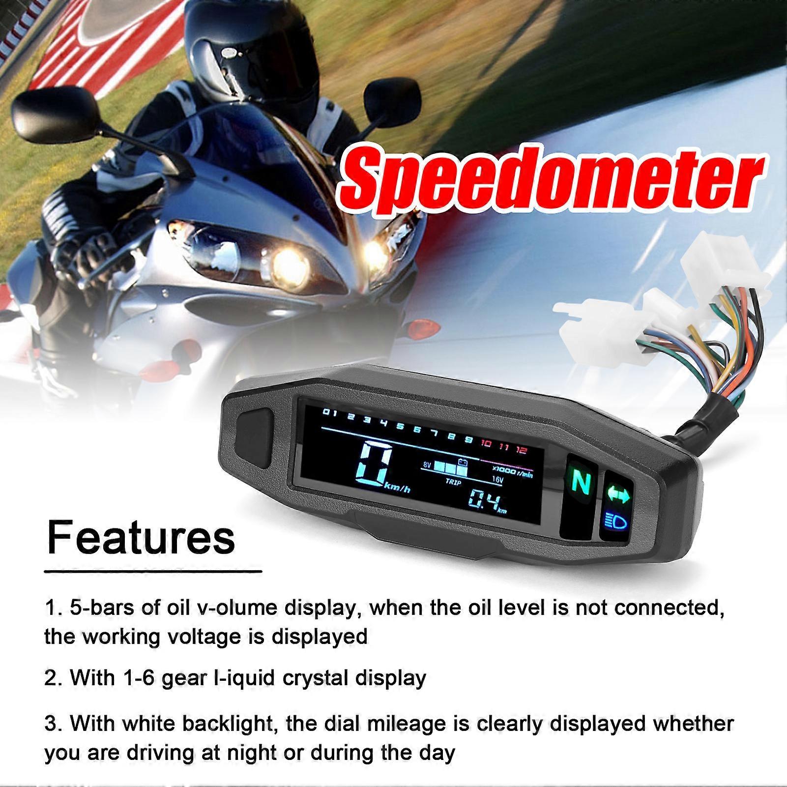Universal LCD Digital Motorcycle Meter Speedometer Digital Odo-meter ...