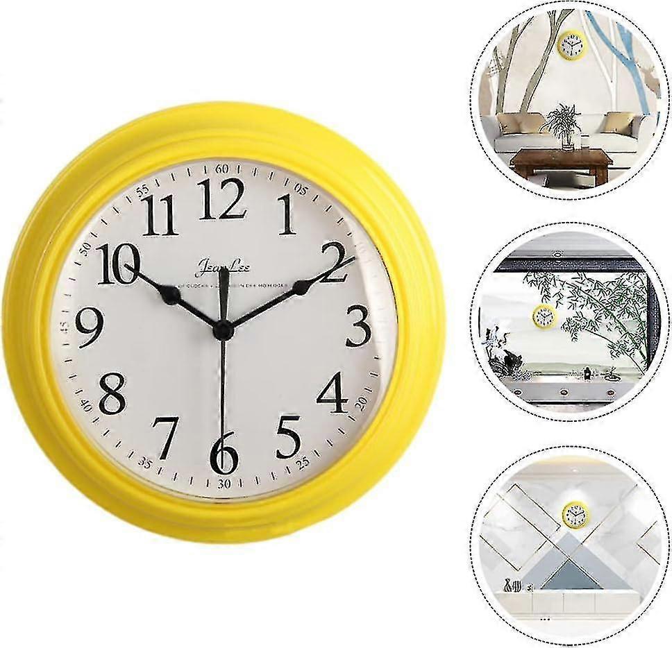 New Models Silent Wall Clock - Round Yellow Wall Clock Non-ticking Wall ...