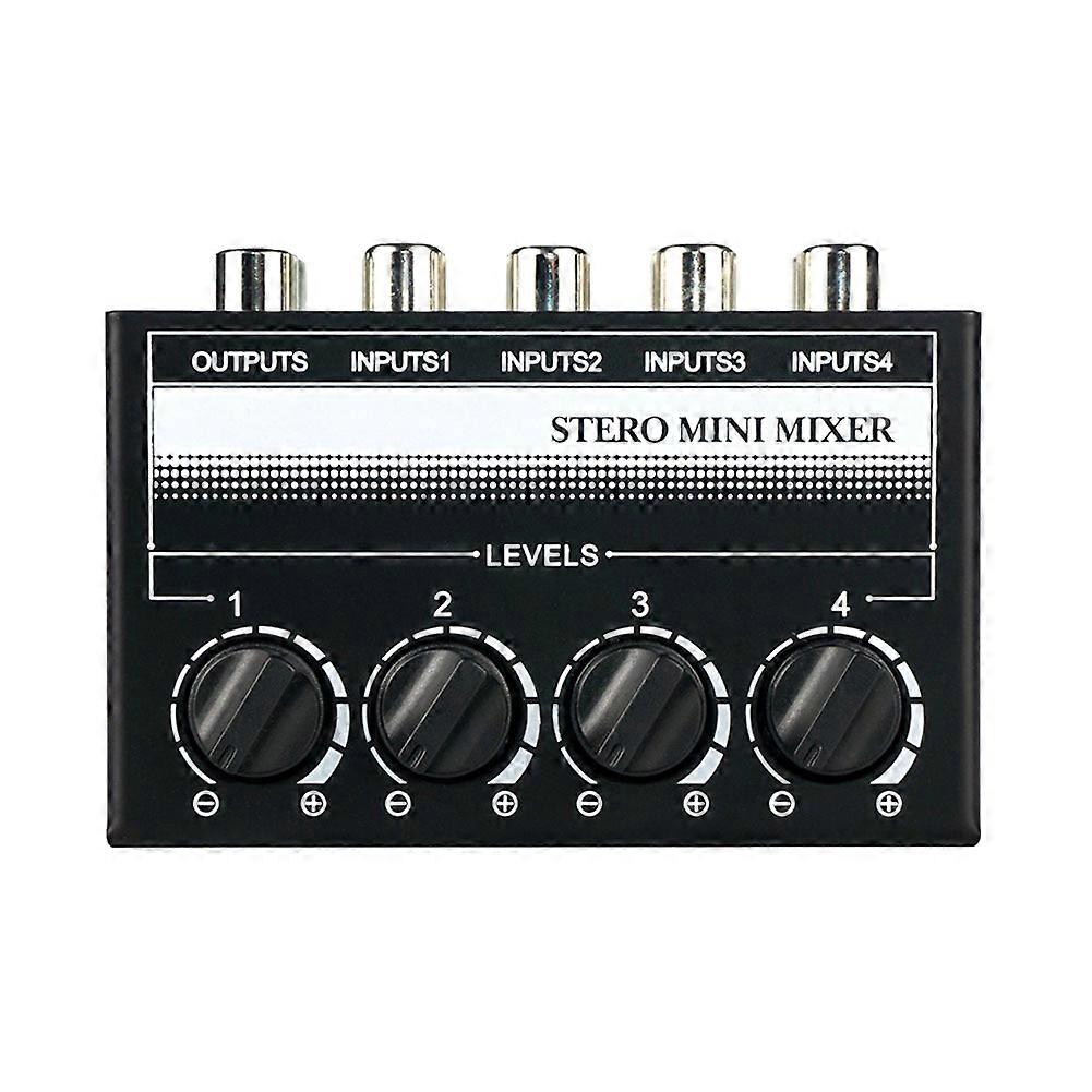 4 Channel Stereo Audio Mixer Support RCA Input and Output Mini Passive ...