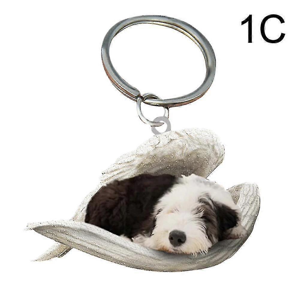 Hanging Ornament Keychain Cute Sleeping Angel Dog Wing Pendant Dog Gift ...