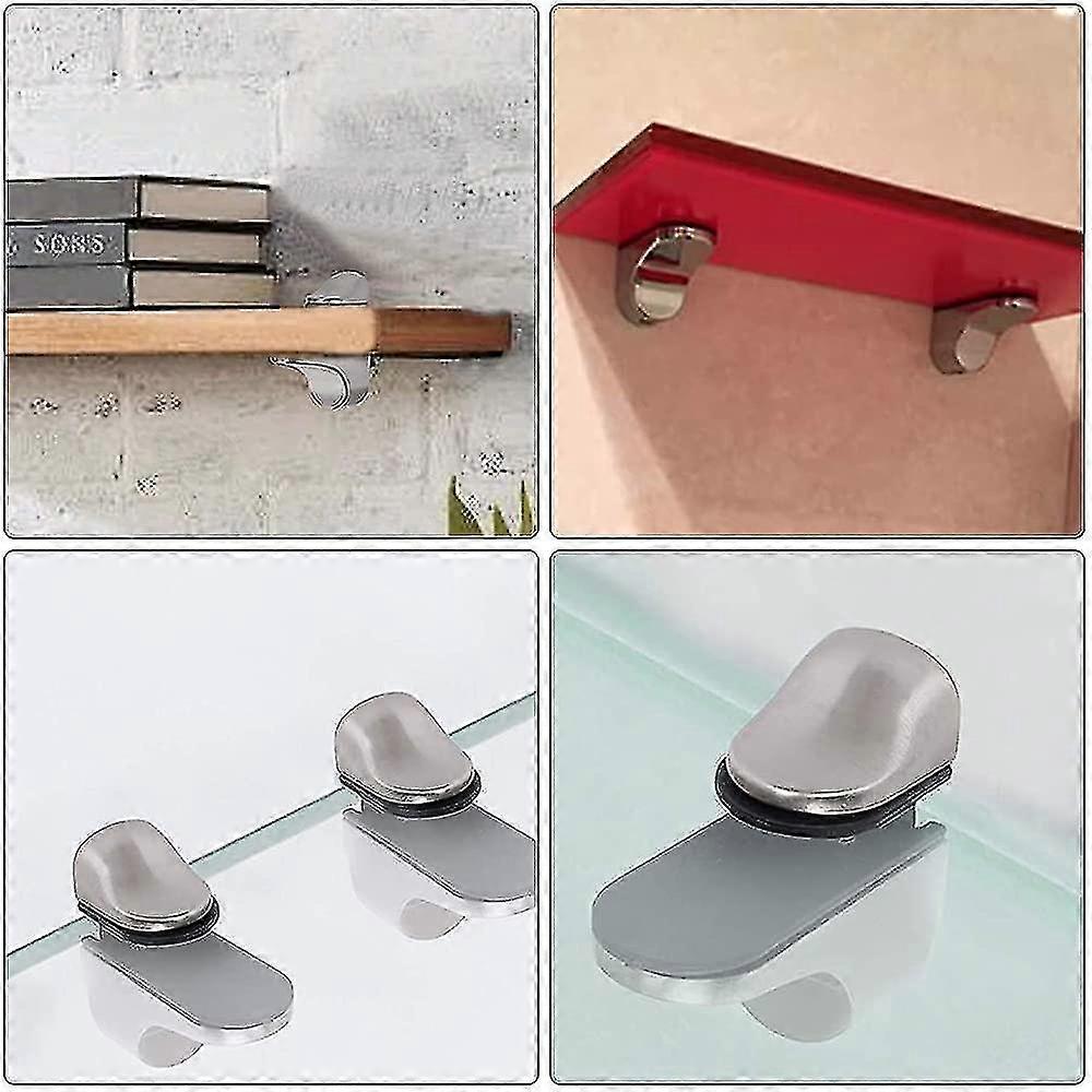 Adjustable Glass Shelf Bracket, 4 Pcs Glass Shelf Bracket, Wall Mounted ...