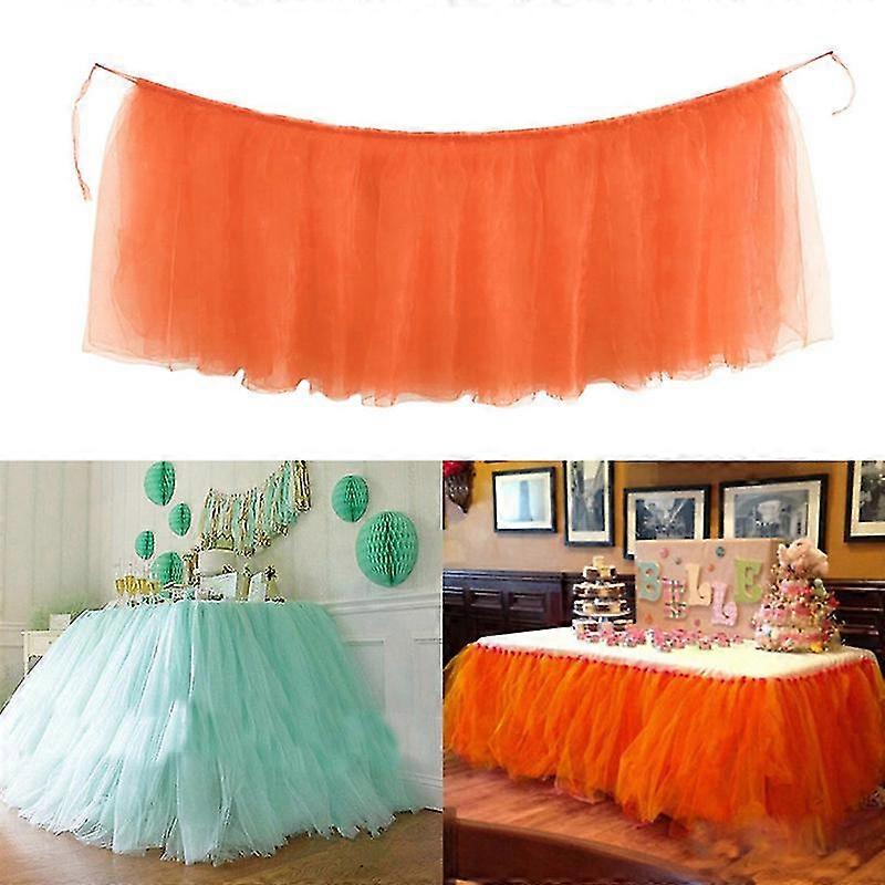 Tulle Table Skirt Gold Brim One Layer Round Or Rectangle Tables Mesh ...