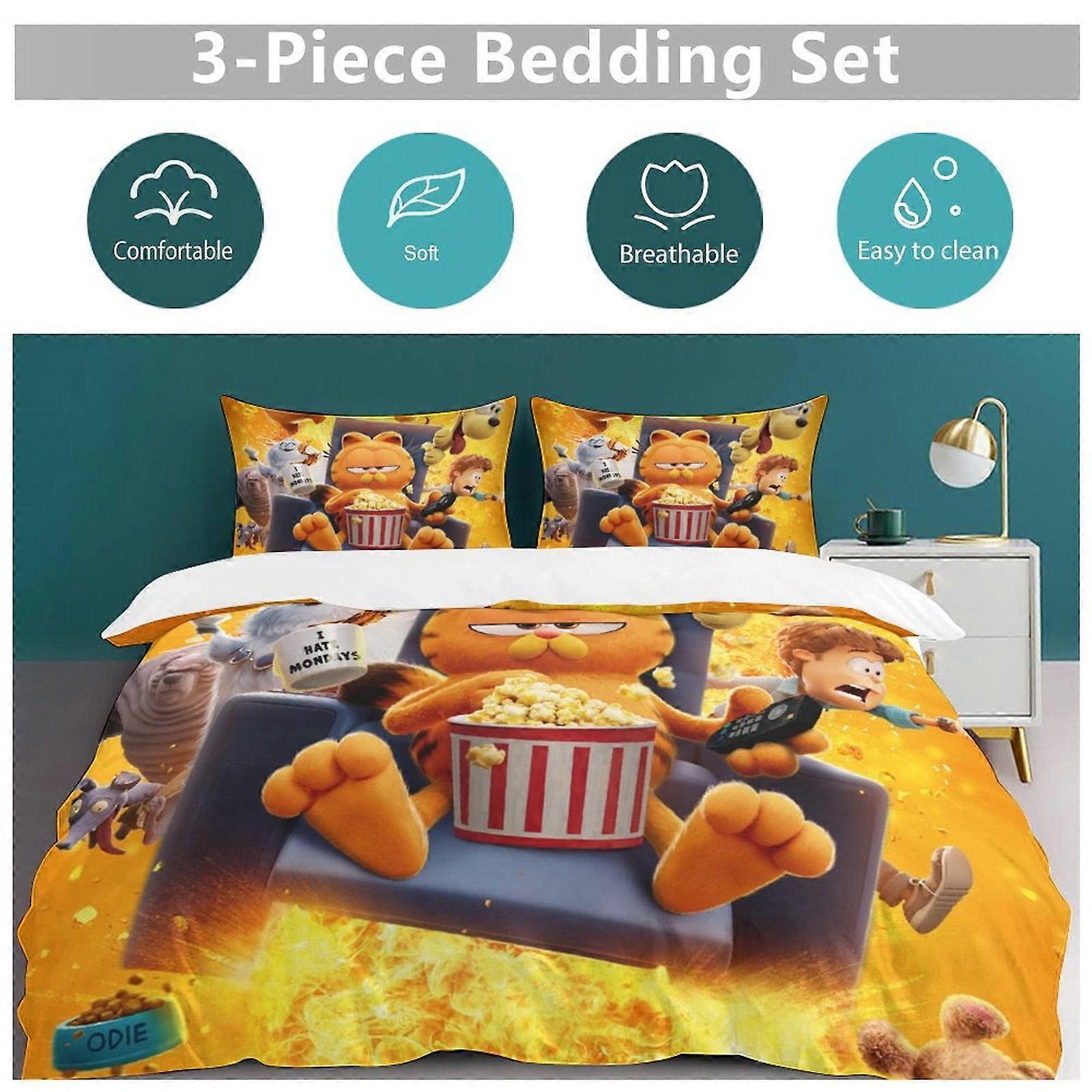 bedding set CA191 Garfield Bed Duvet Cover Microfiber Bedding Sets 3D ...