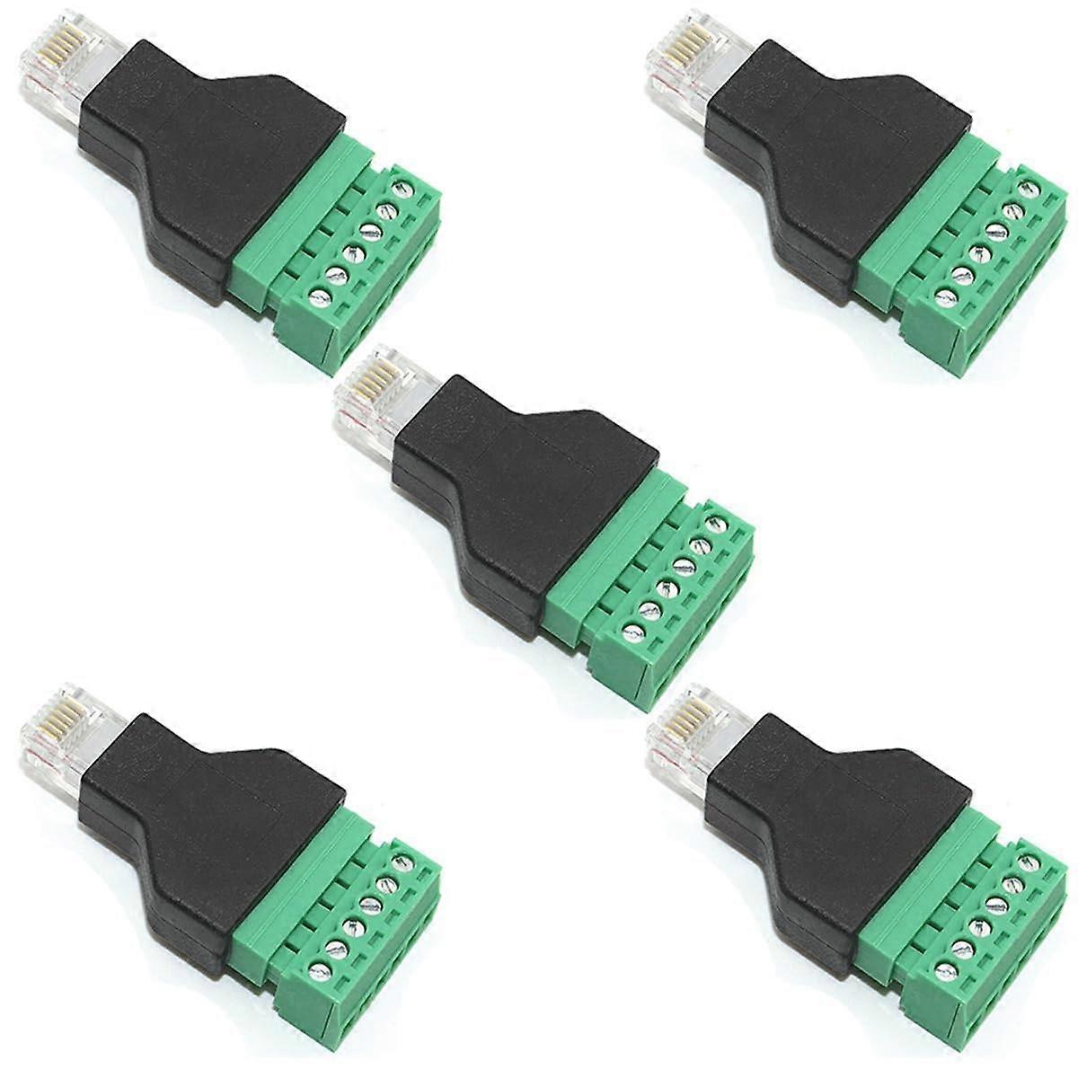 5 Pcs RJ12 Male to 6 Pins Screw Terminal Block Adapter for Cat3 Handset Cable Extension, RJ12 ...