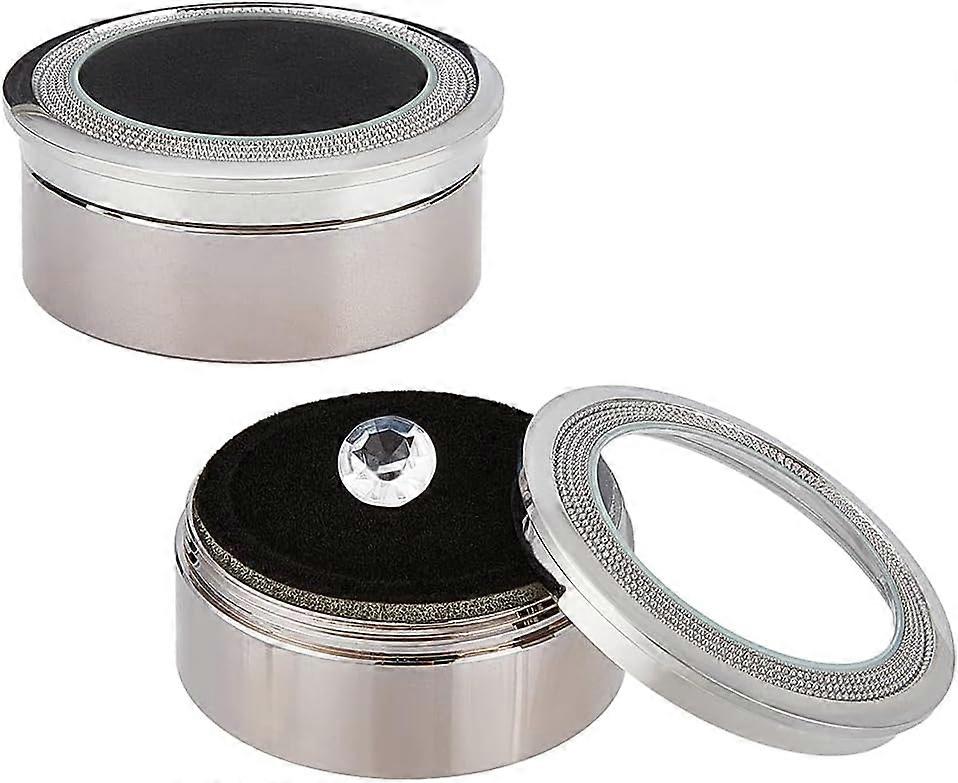 2Pcs Platinum Alloy Jewelry Gift Boxes with Velvet Cushion and Clear ...