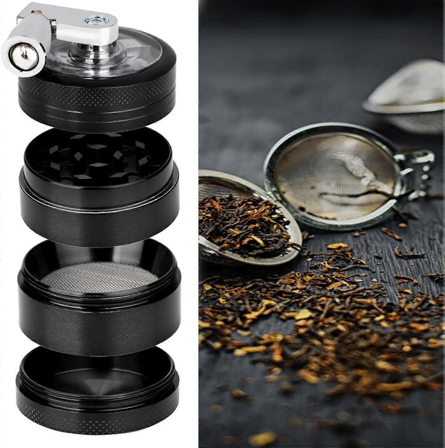 Herb Grinder, Manual Operated 4- Layer Zinc Alloy Herb Crusher Grinder ...