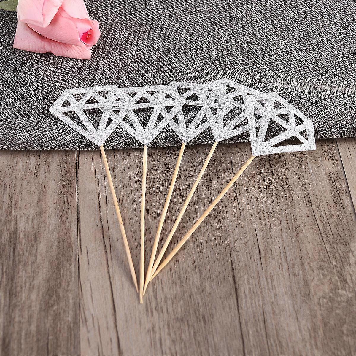 50pcs Glitter Paper Gold Diamond Cake Toppers Cake Decoration Party ...