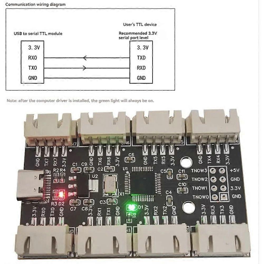 USB to 8-Way TTL Serial Port Module CH348 Multi-Channel UART Expansion ...