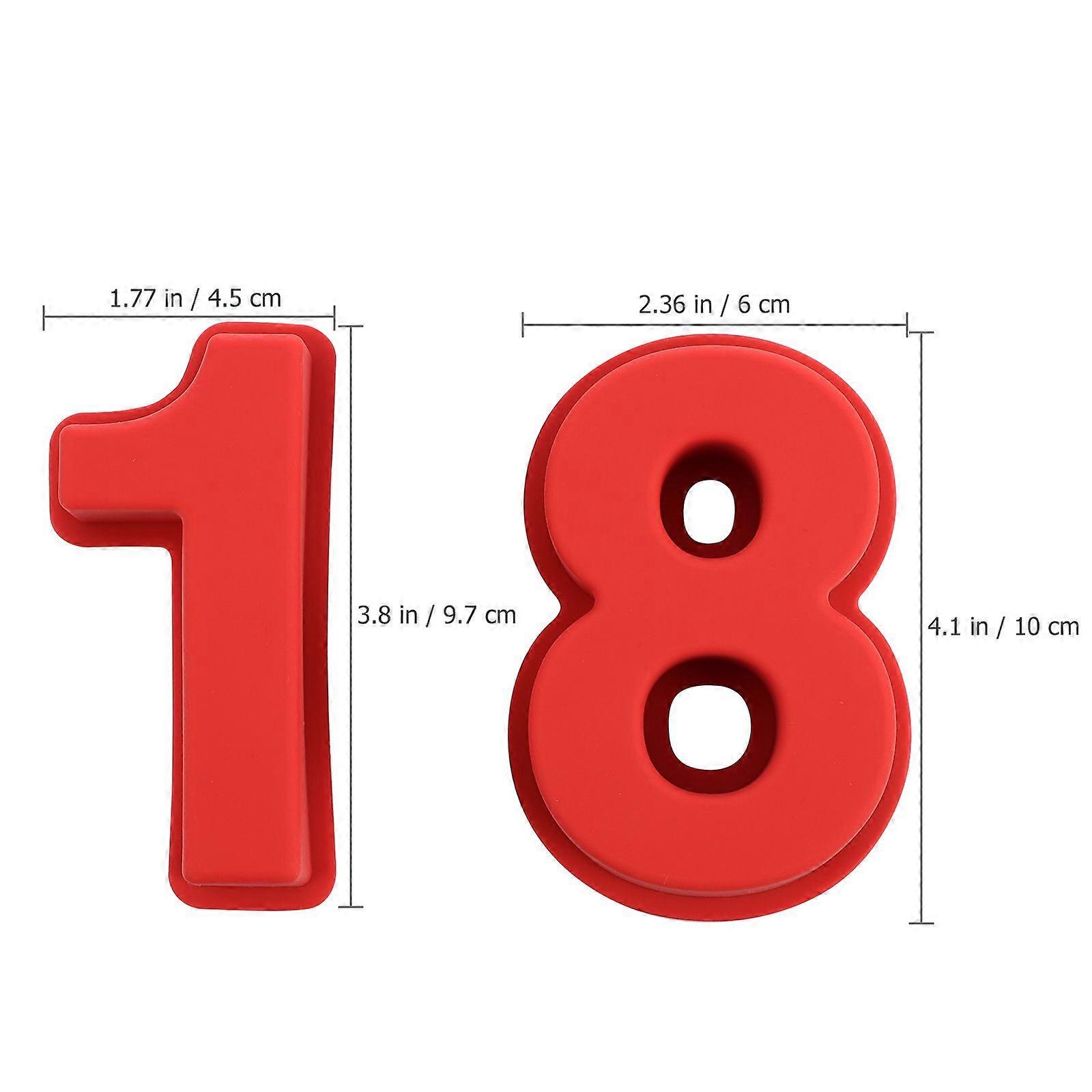 2Pcs Number Design Silicone Cake Molds DIY 18 Birthday Cake Baking ...