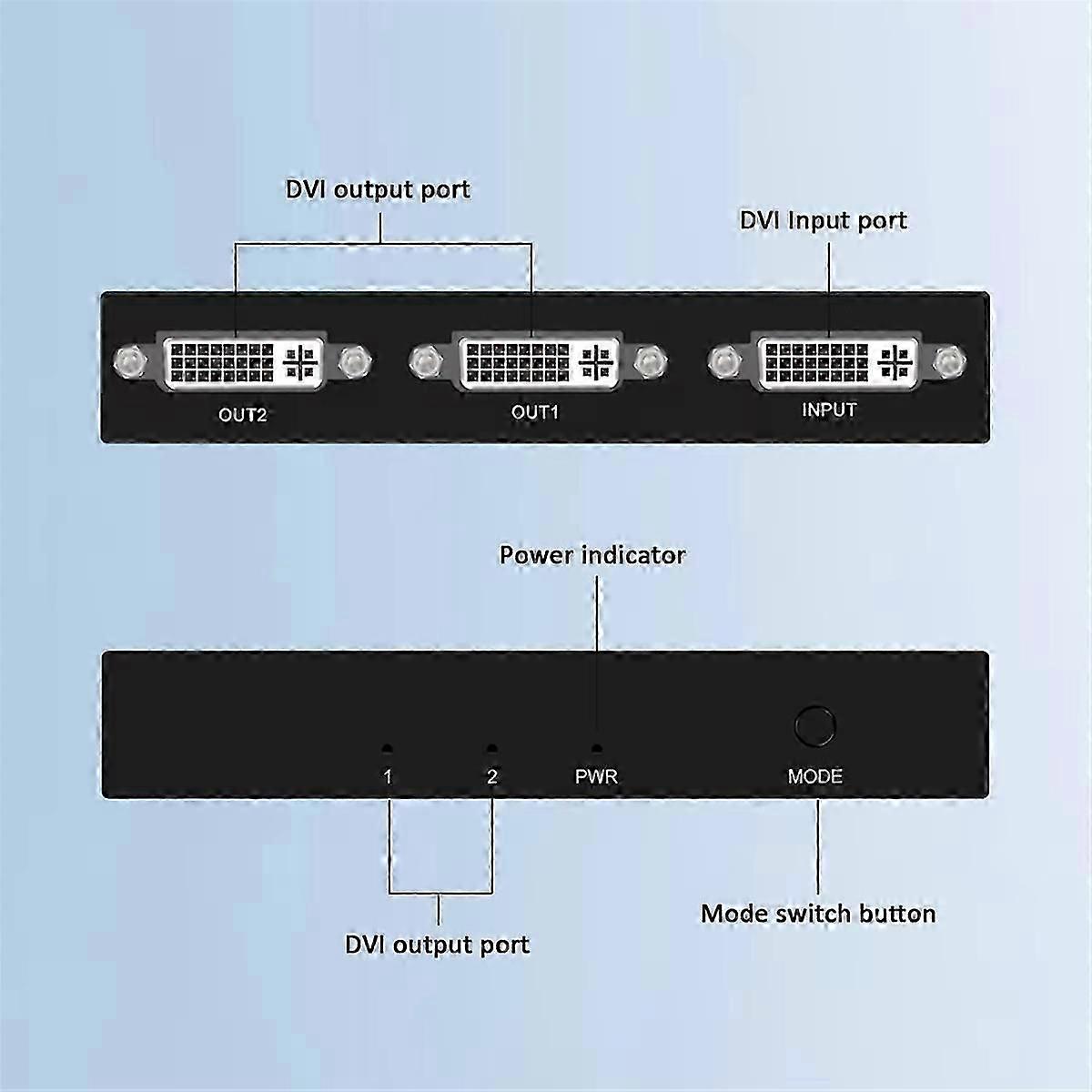 DVI Splitter 1X2 Switch Switcher Extender Adapter 1 DVI-D Input and 2 ...