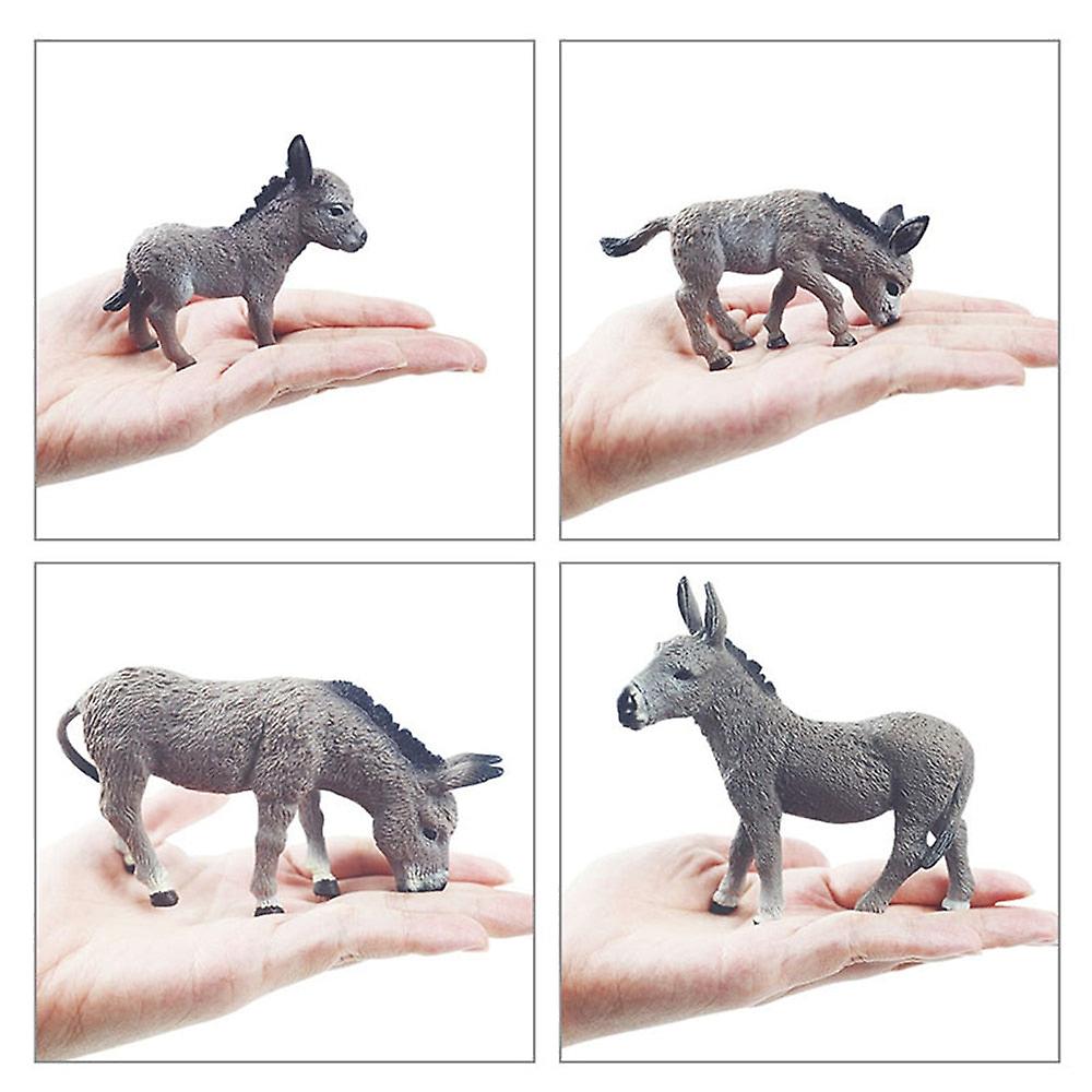 Realistic grey donkey figurines cute animals toys model farm pasture ...