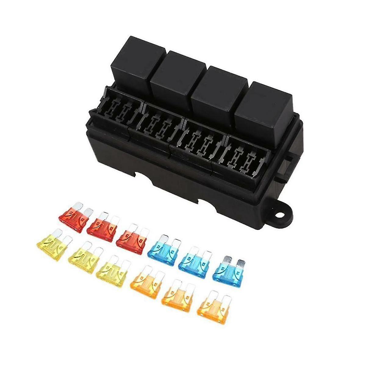 12 Way Relay Fuse Block Holds Universal Waterproof Fuse Relay Box With ...