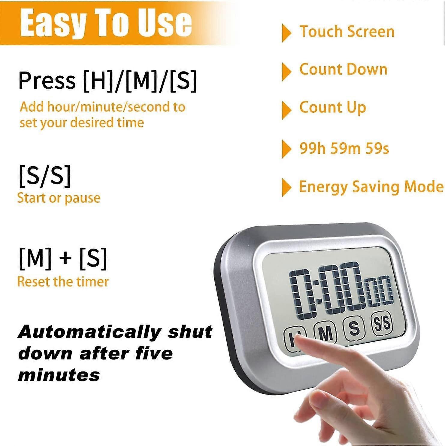 Digital Kitchen Timer Touch Screen Cooking, Magnetic Countdown Timer ...