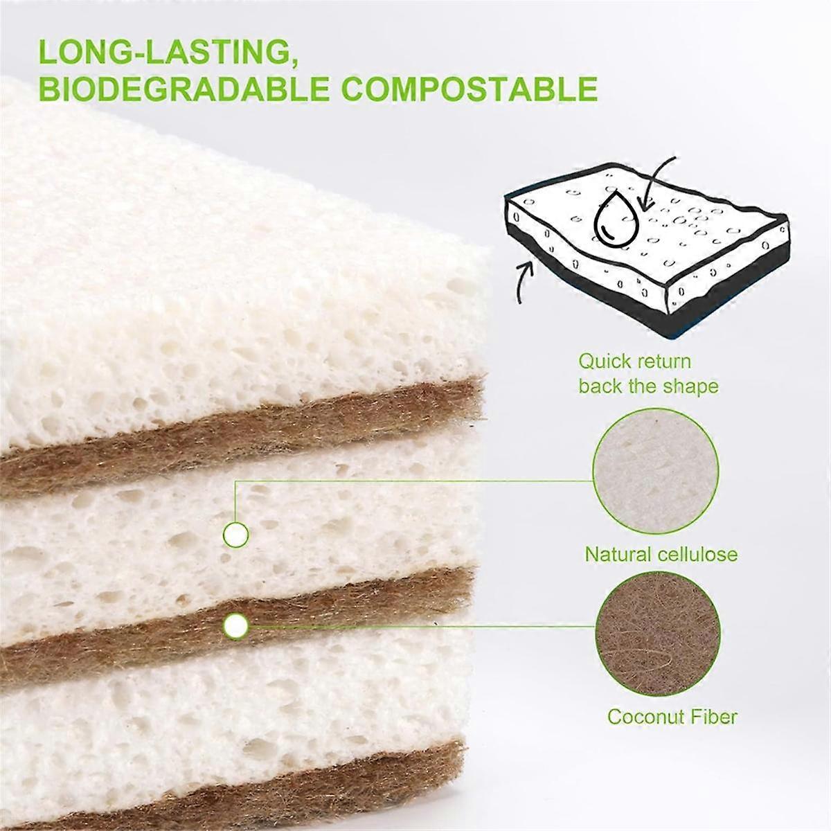 Eco-Friendly Natural Sponges for Dishes 12 Pack - Biodegradable Kitchen ...