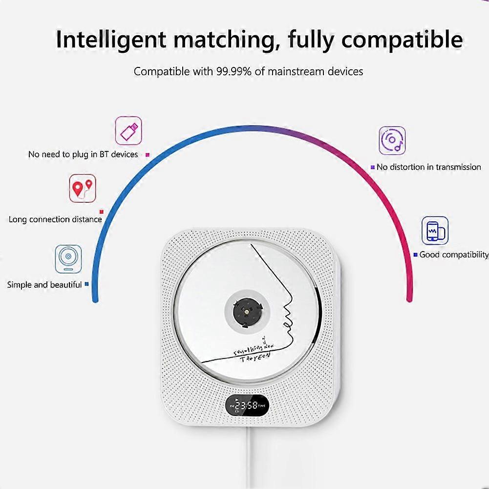 Portable CD Player with Bluetooth, Wall Mounted CD Player Home Audio ...
