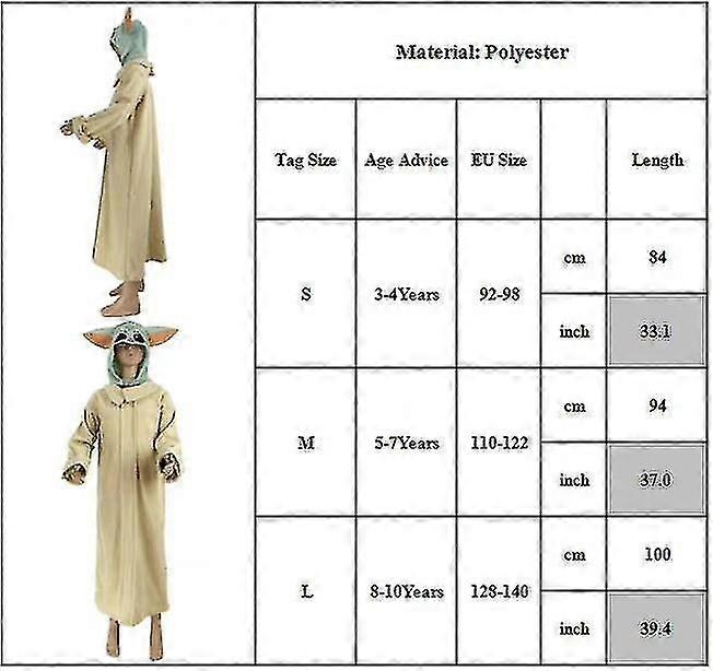 halloween3-10 Years Kids Star Wars The Mandalorian Baby Yoda Cosplay ...