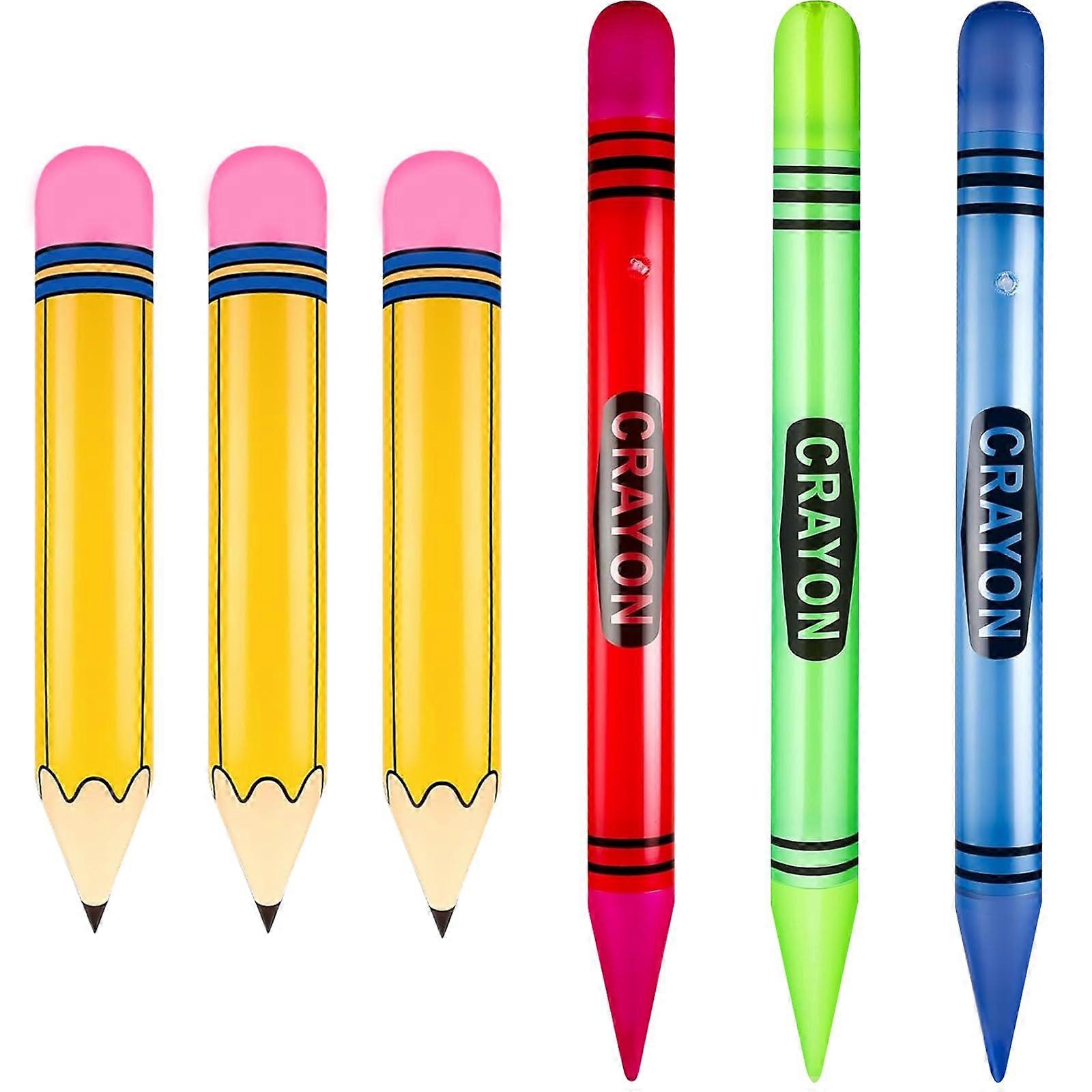 6 Pcs Giant Large Inflatable Crayons Hanging Neon Back to School Pencil ...