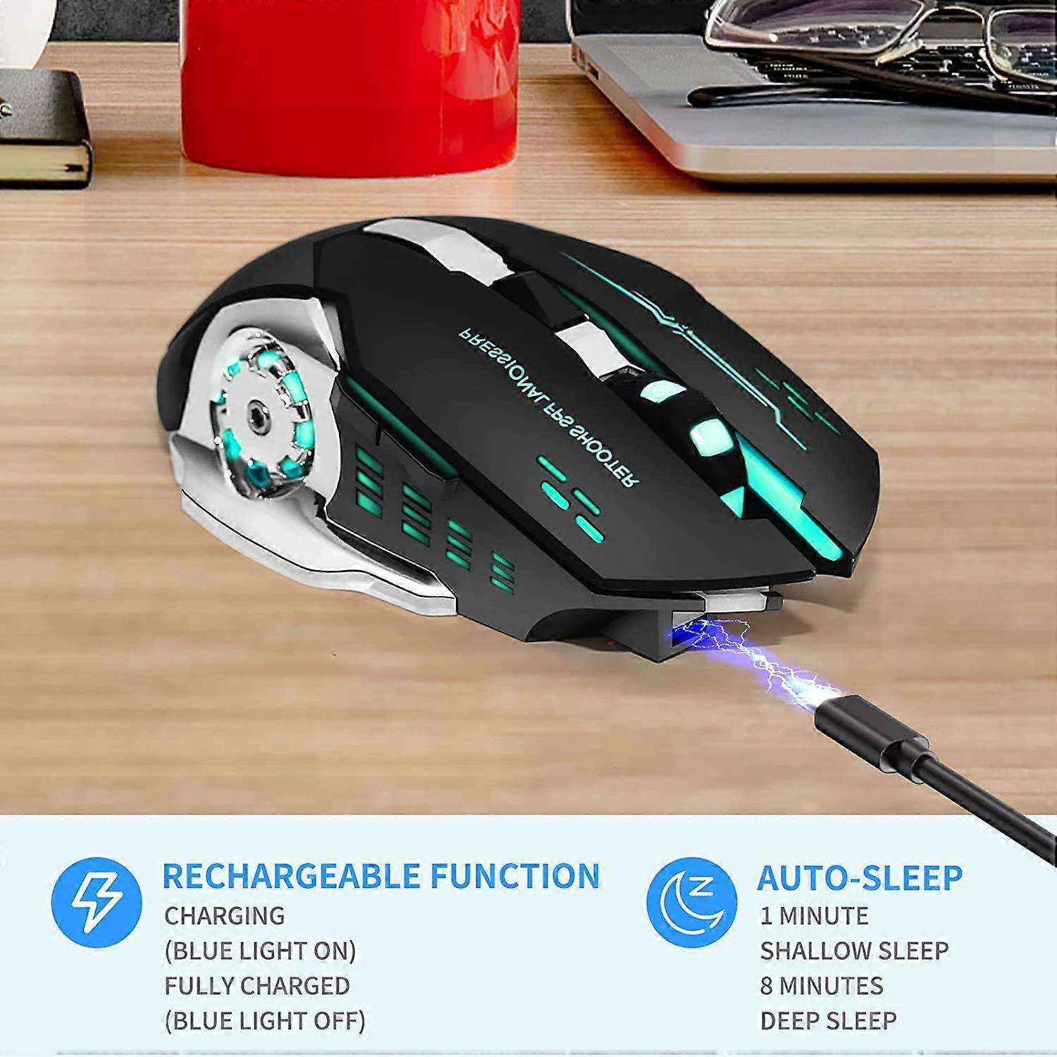Wireless Gaming Mouse Bluetooth Mouse RGB Rechargeable 2.4G USB ...