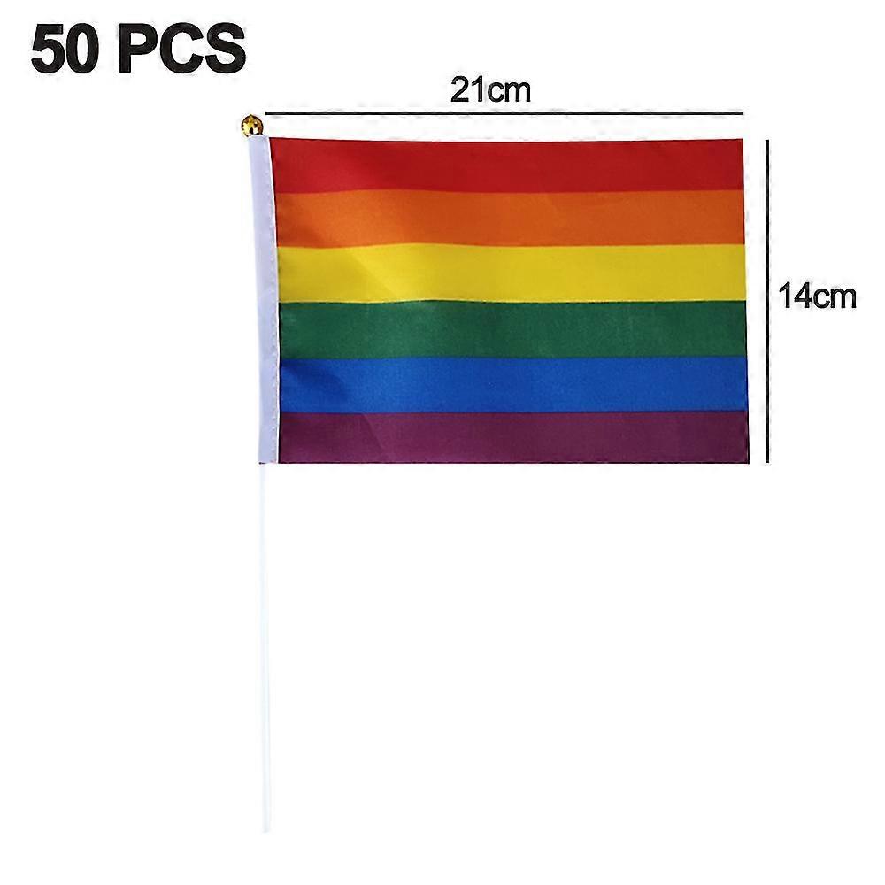 50 Pack Rainbow Pride Flag Small Mini Flag Hand Held Flag Stick Flag ...