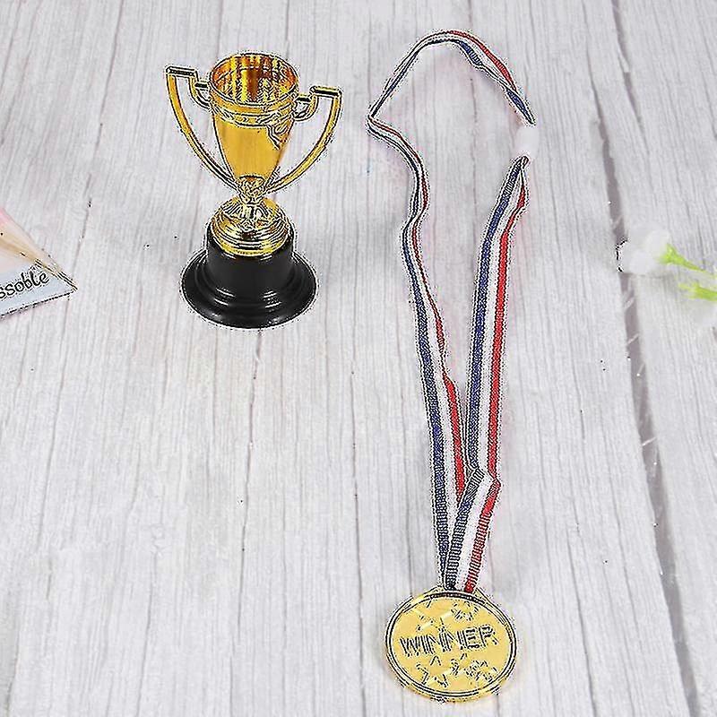 15 Set Mini Trophy Student Sports Award Trophy Medal With Ribbon ...