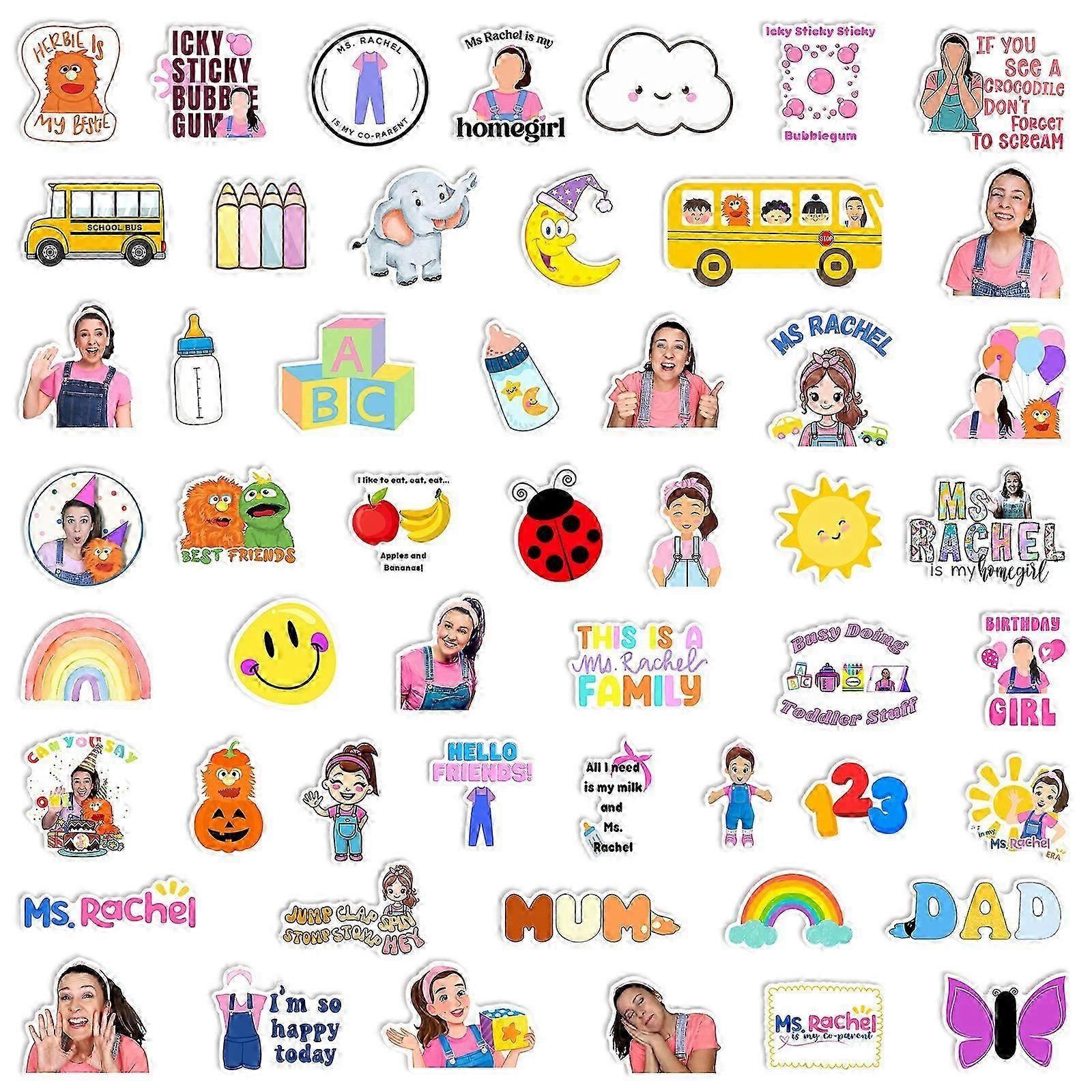 50pcs Ms Rachel Stickers For Early Childhood Learning Water Bottle ...
