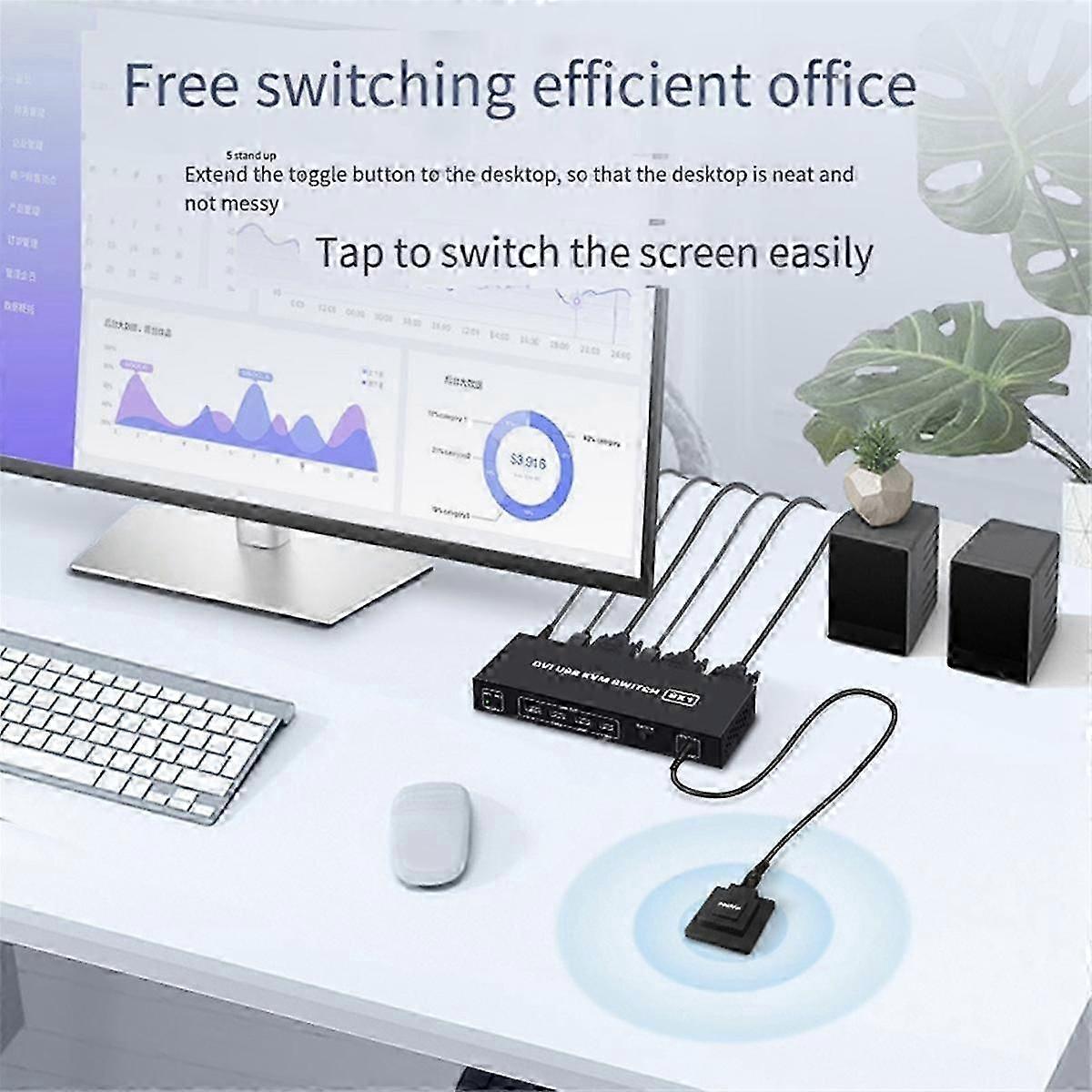 DVI KVM Switch 2-In-1 4K Two Computers Shared USB Keyboard Mouse Print ...