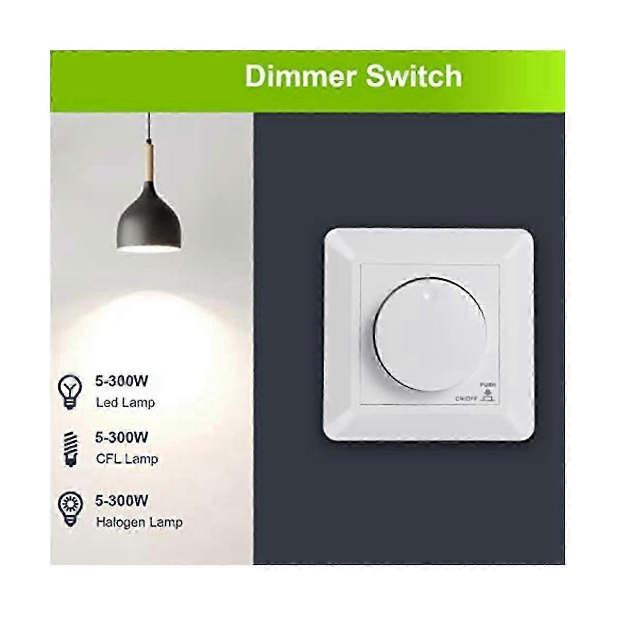 LED Dimmer Switch, Flush-Mounted Dimmer for Dimmable LED and Halogen, 5 ...